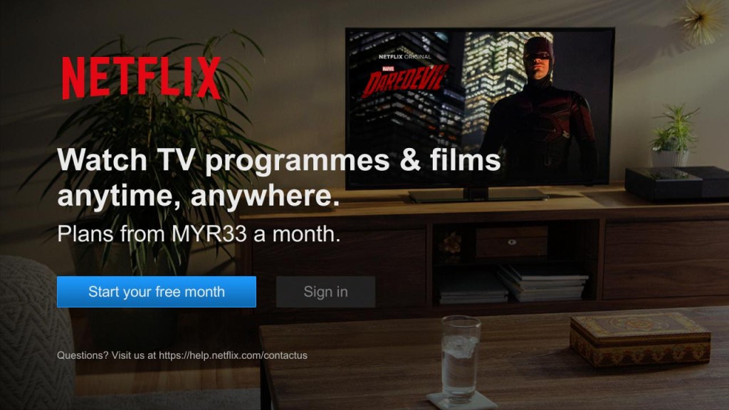 Netflix sign up procedure on Android TV